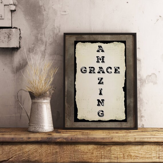 Items similar to Amazing Grace print, Hymn, Bible Quote Print, Hymn Art ...