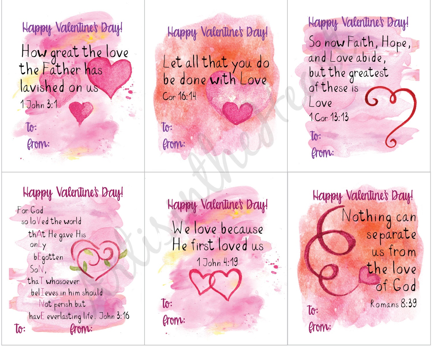 Christian Valentine Cards for Kids Bible Verse Scripture - Etsy Canada