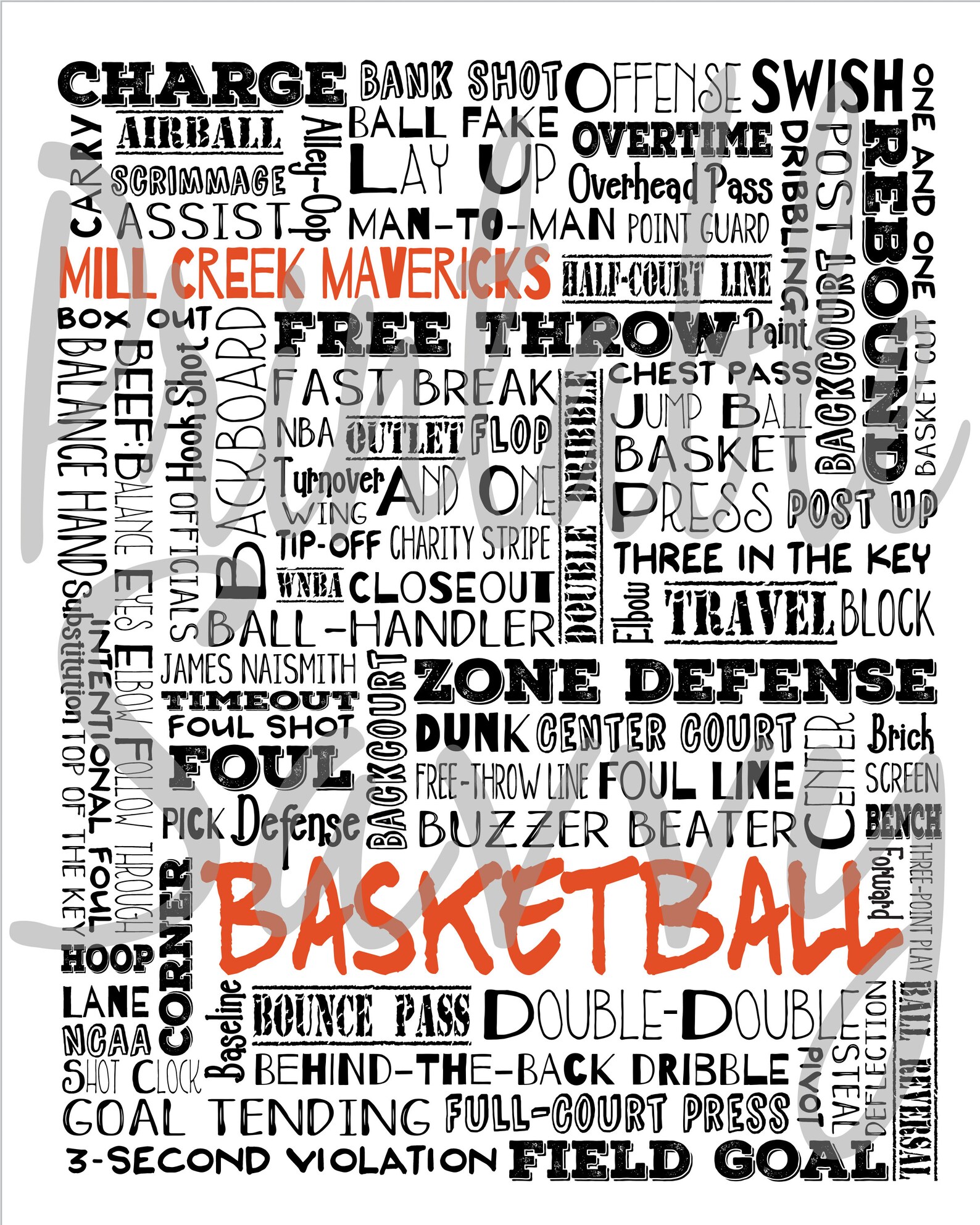 Basketball Print Personalized Basketball Sign Boys Sports Bedroom ...