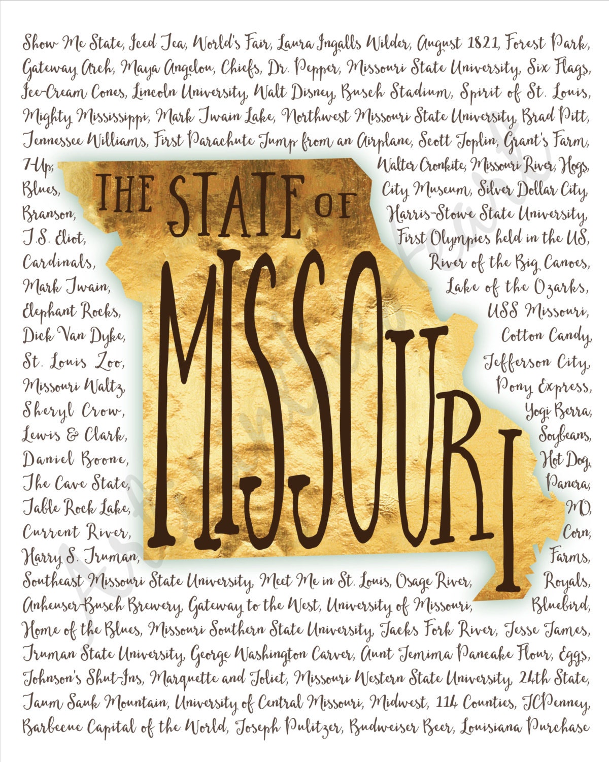 Missouri print Missouri State Print Missouri map printable | Etsy