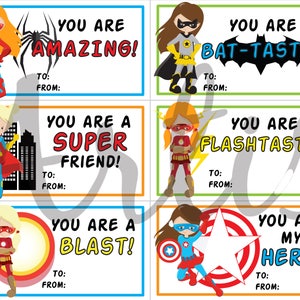 Superhero Valentine's Day Cards for Girls, School Valentines Cards for ...