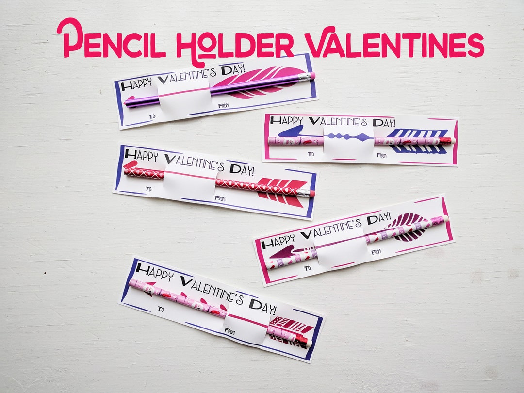 Valentine Cards for Kids Pencil Holder Valentines Teacher Valentines ...