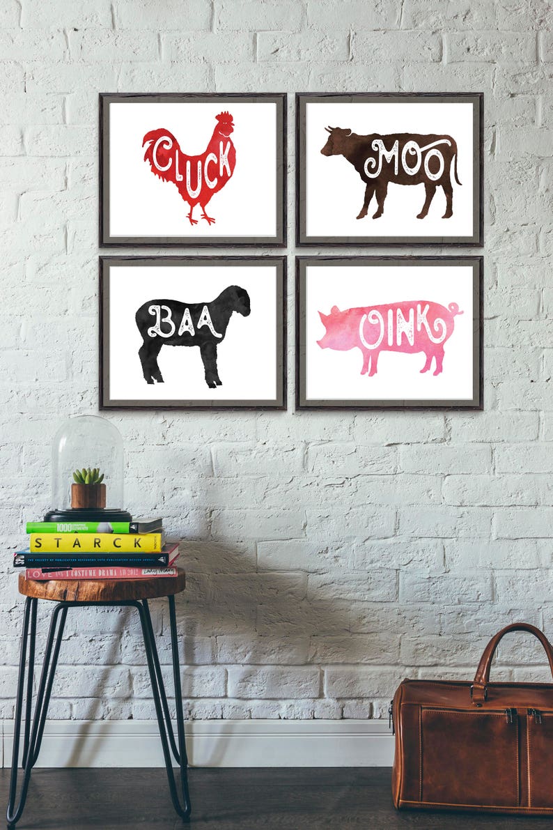 Printable Farm Animal Nursery Print Pig Cow Rooster Lamb - Etsy