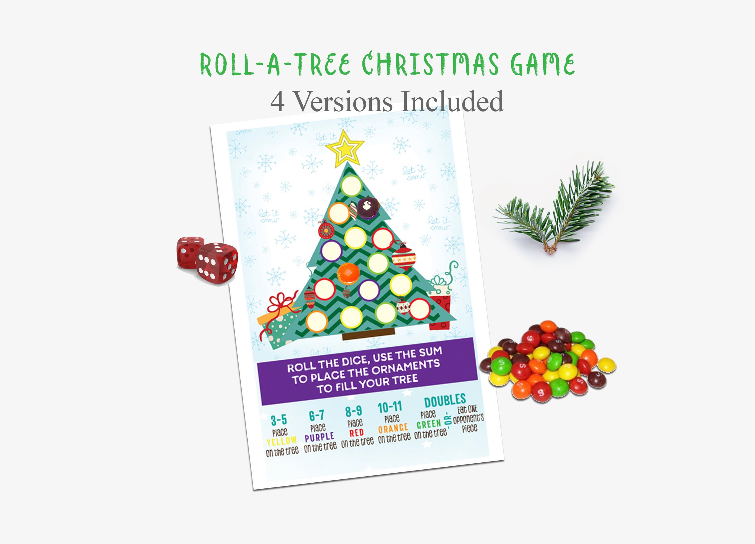 Roll A Tree Christmas Game for Kids Instant Download Printable, Fun ...