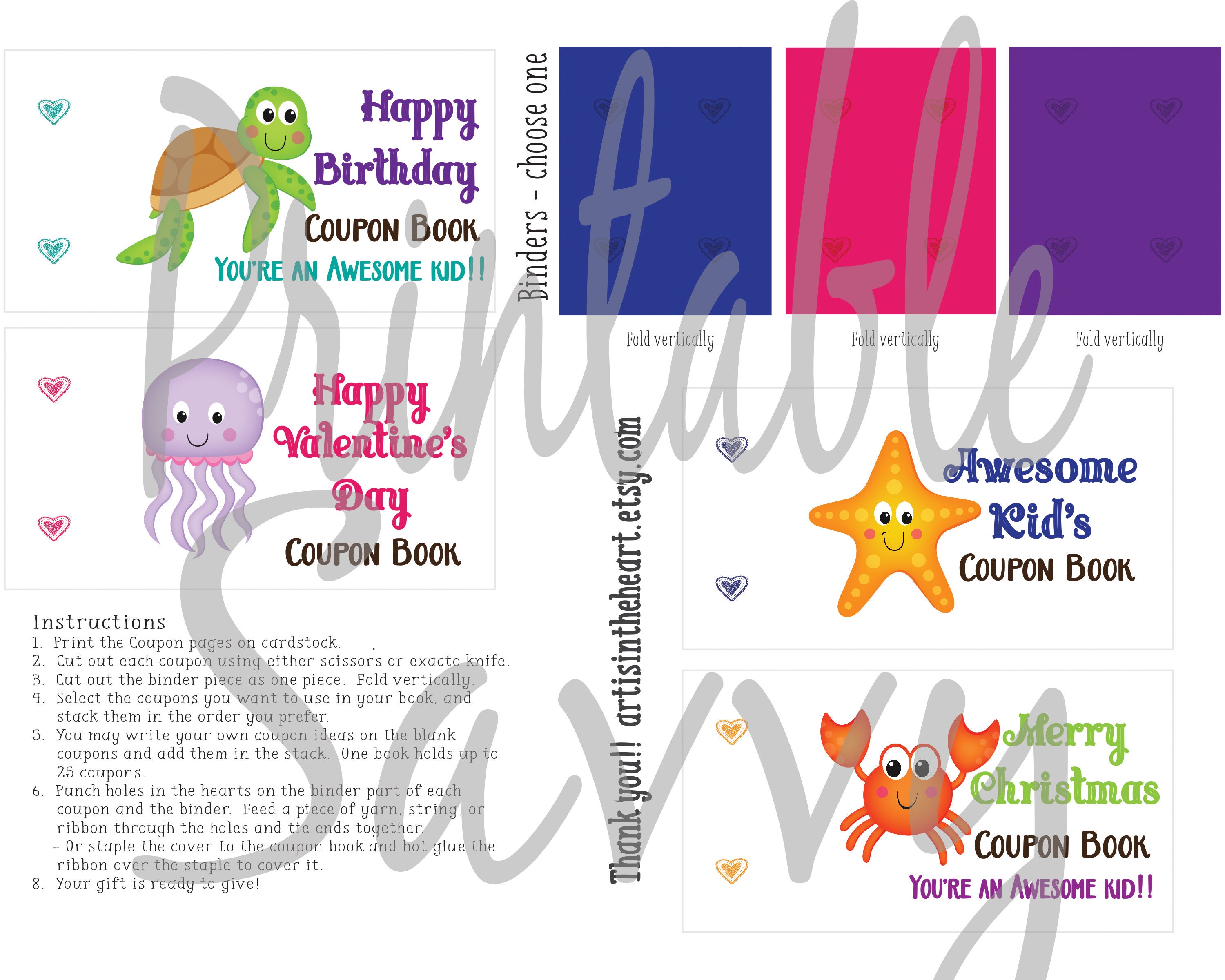 Kids Coupon Book Birthday Printable Instant Download DIY Behavior ...