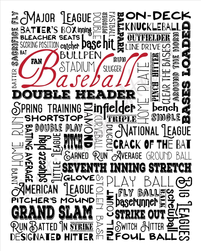 Baseball print Instant download printable. PDF JPG diy | Etsy
