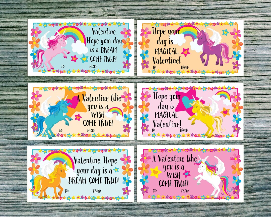Unicorn Valentines for Kids School Valentine Cards for Girls Classroom ...