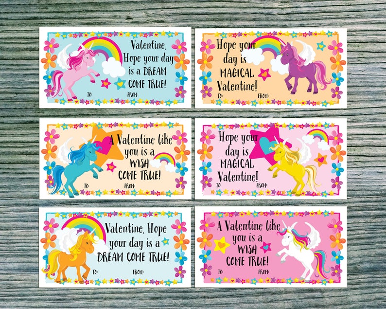 Unicorn Valentines for Kids School Valentine Cards for Girls Classroom ...
