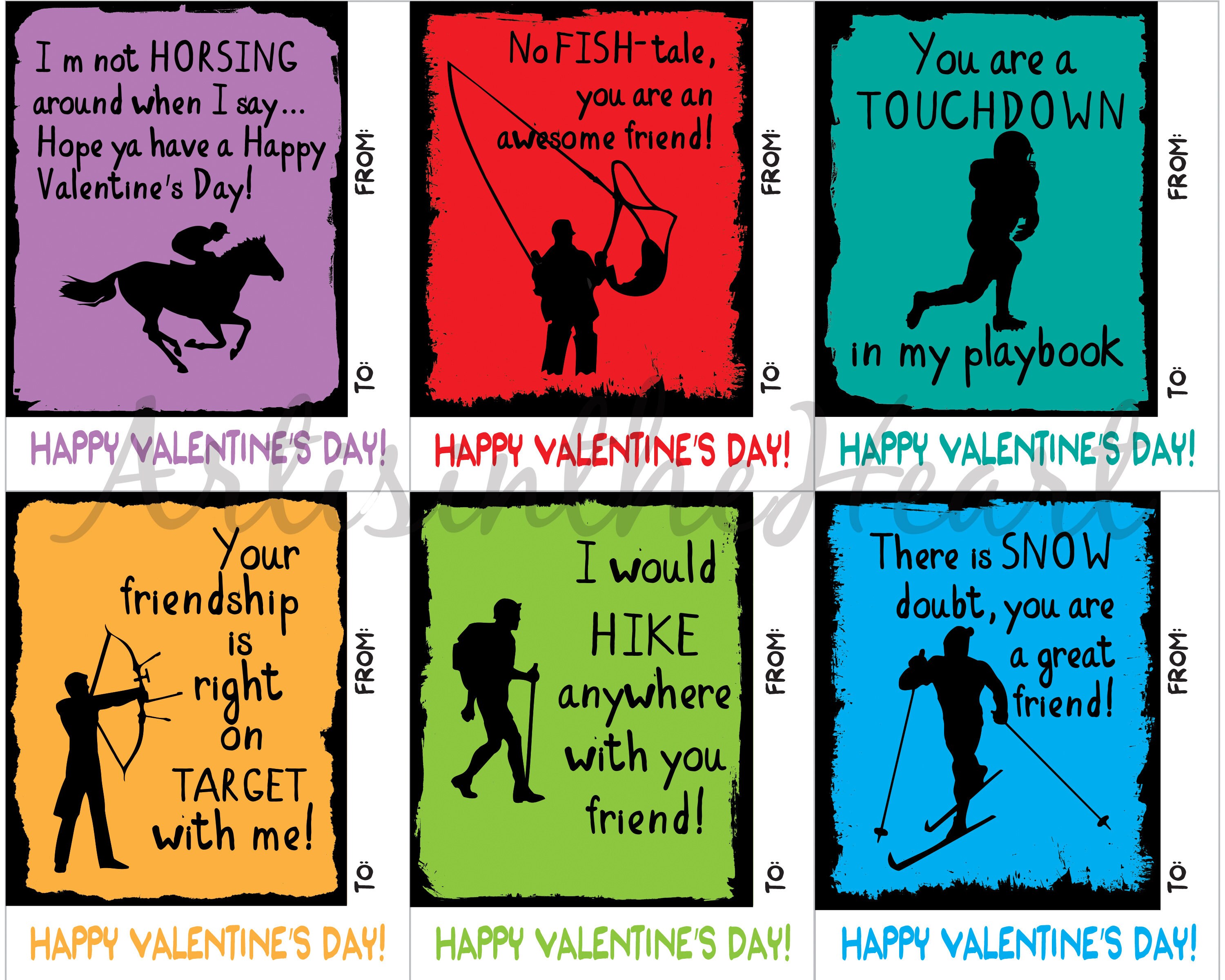 Sports Valentines for Boys Soccer Hockey Baseball Valentines for School ...
