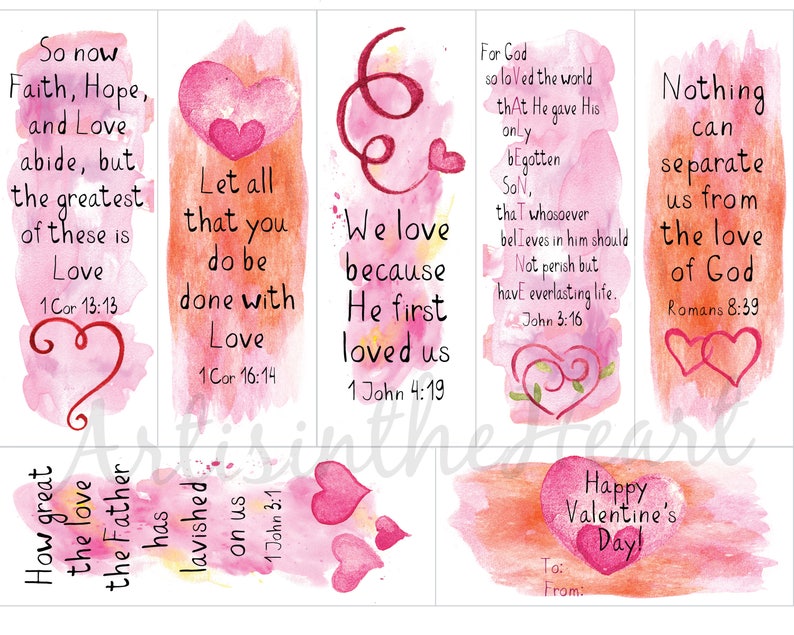 Bible Verse Valentines for Kids Class Valentine Cards | Etsy