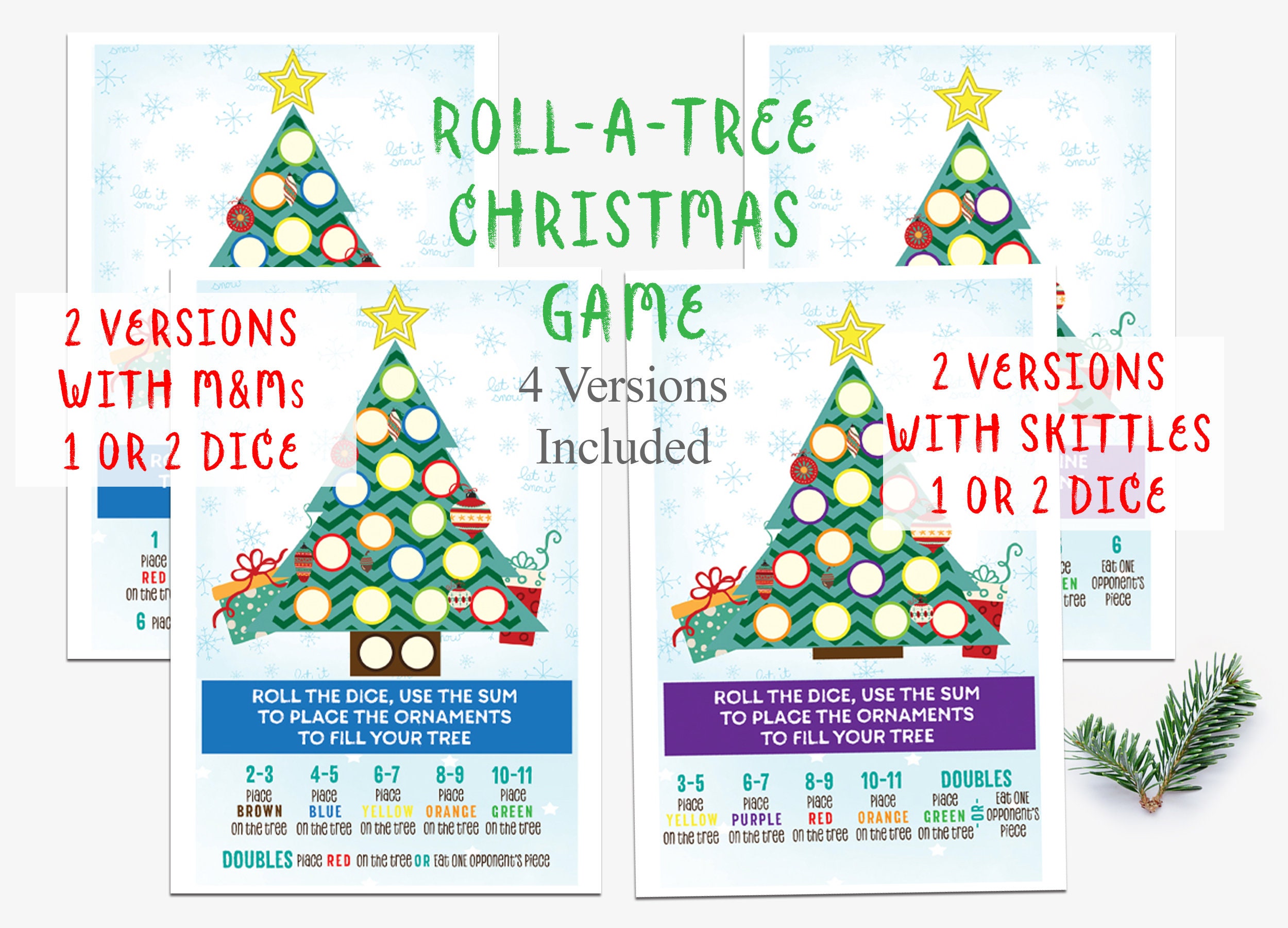 Roll A Tree Christmas Game for Kids Instant Download Printable, Fun ...