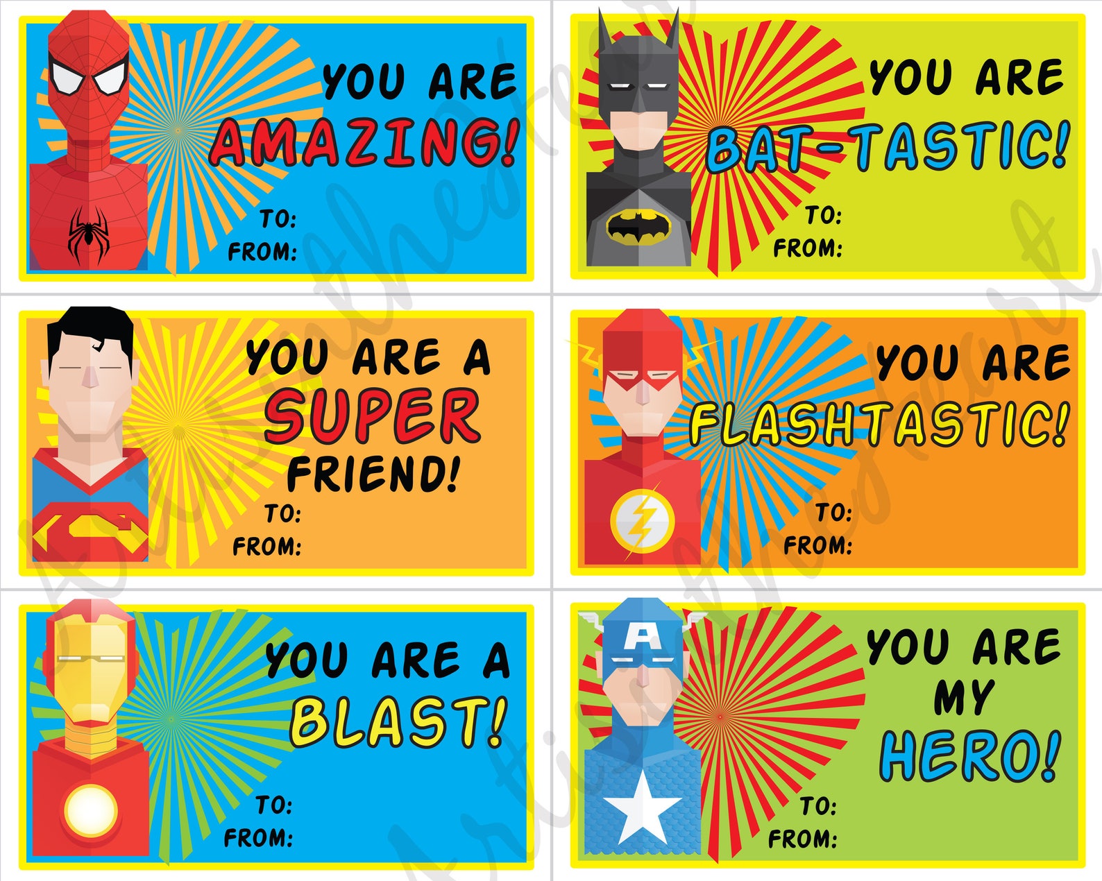 Superhero Valentine's Day Cards for Boys, School Valentines Cards for ...