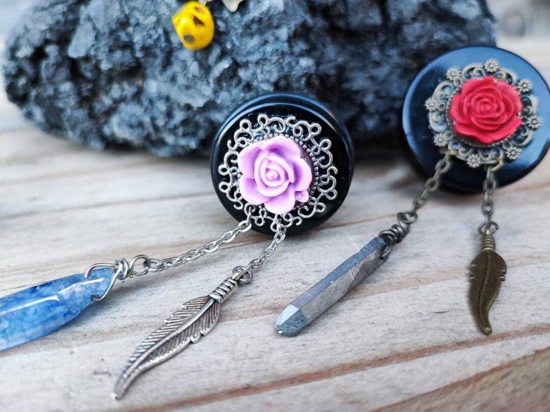 Wholesale Lot for Making Pendant Plugs, Black Acrylic Plugs, Metal ...