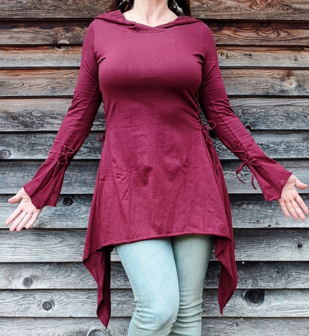 Elven Tunic, Asymmetrical and Pointed Cut, Corsets on the Sides, Etnik ...