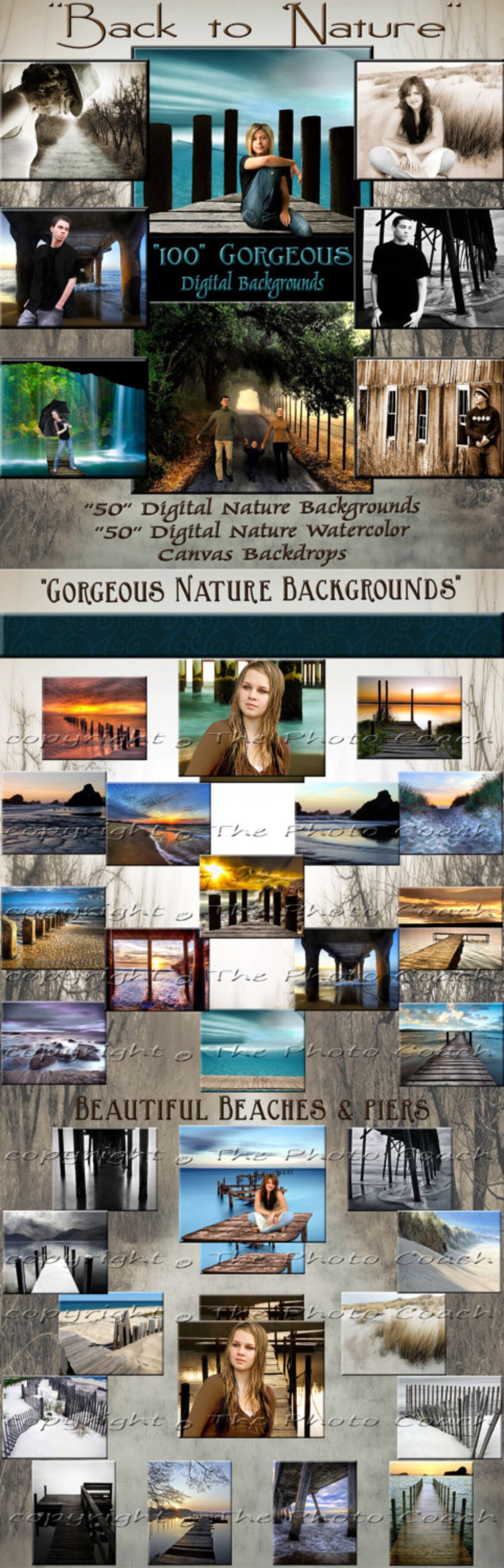 Digital Backgrounds Scenic Nature Backdrops Watercolor Canvas Photoshop ...