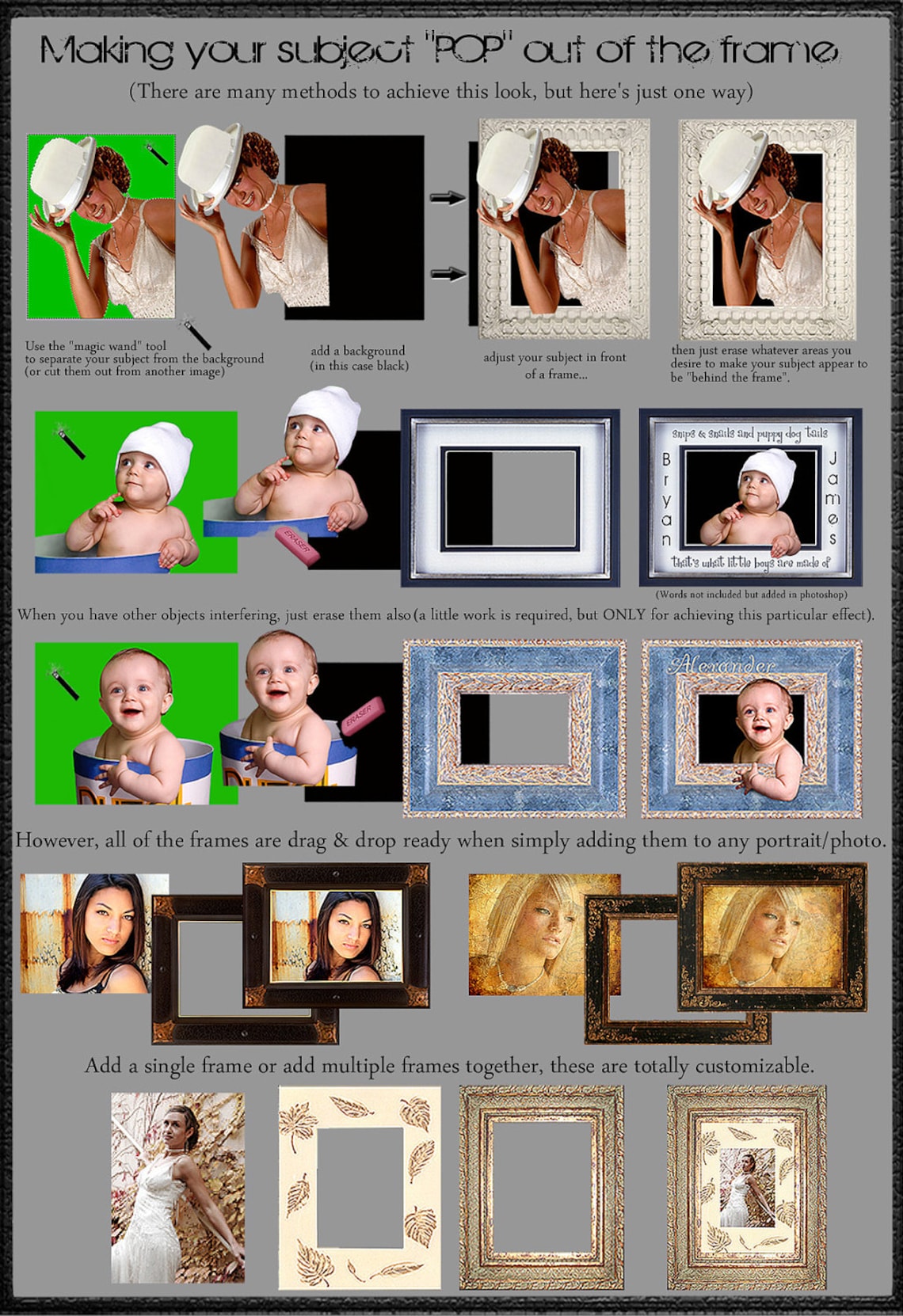 150 Digital Photo Frames Photo Overlays Photoshop Borders Scrapbook ...
