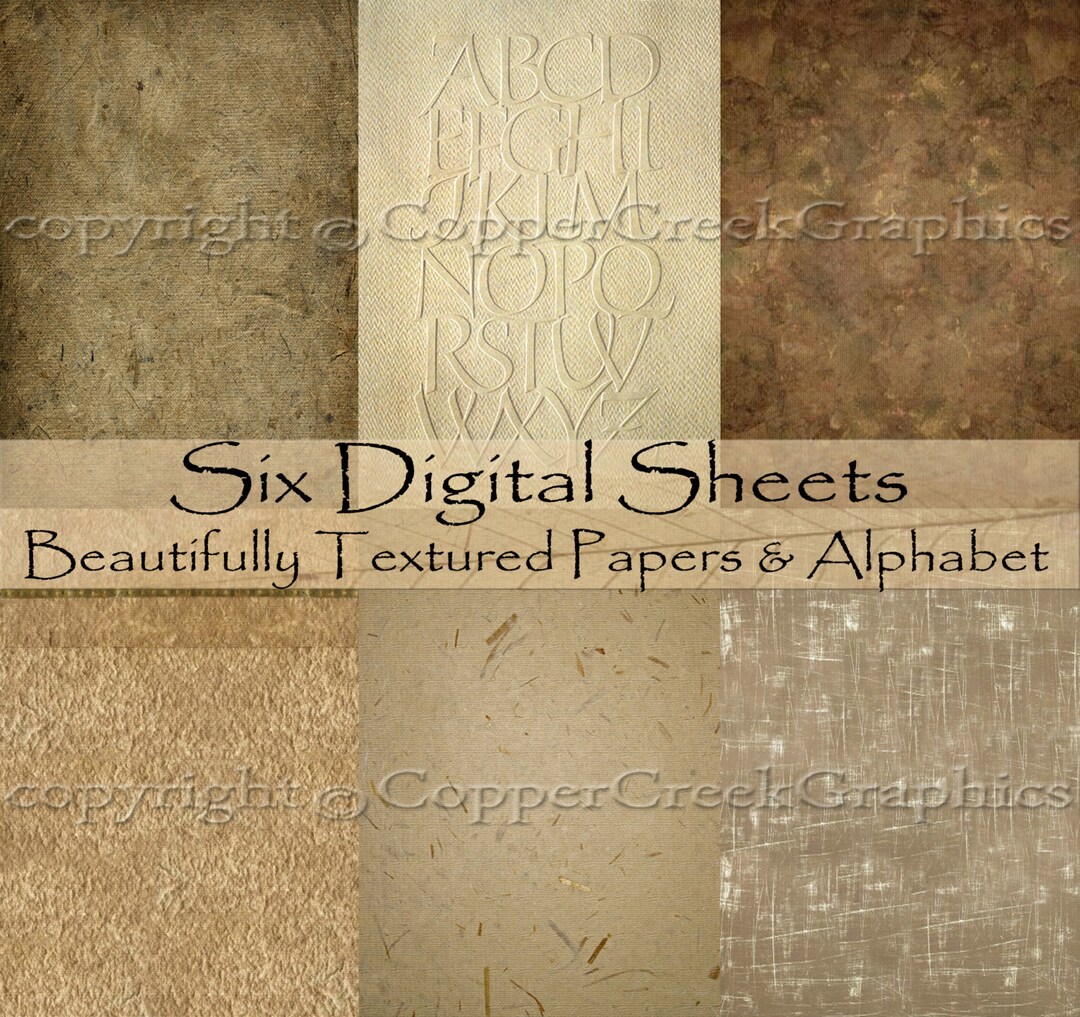 Six Digital Floral,leaf, Alphabet, Beautifully Textured Papers Download ...