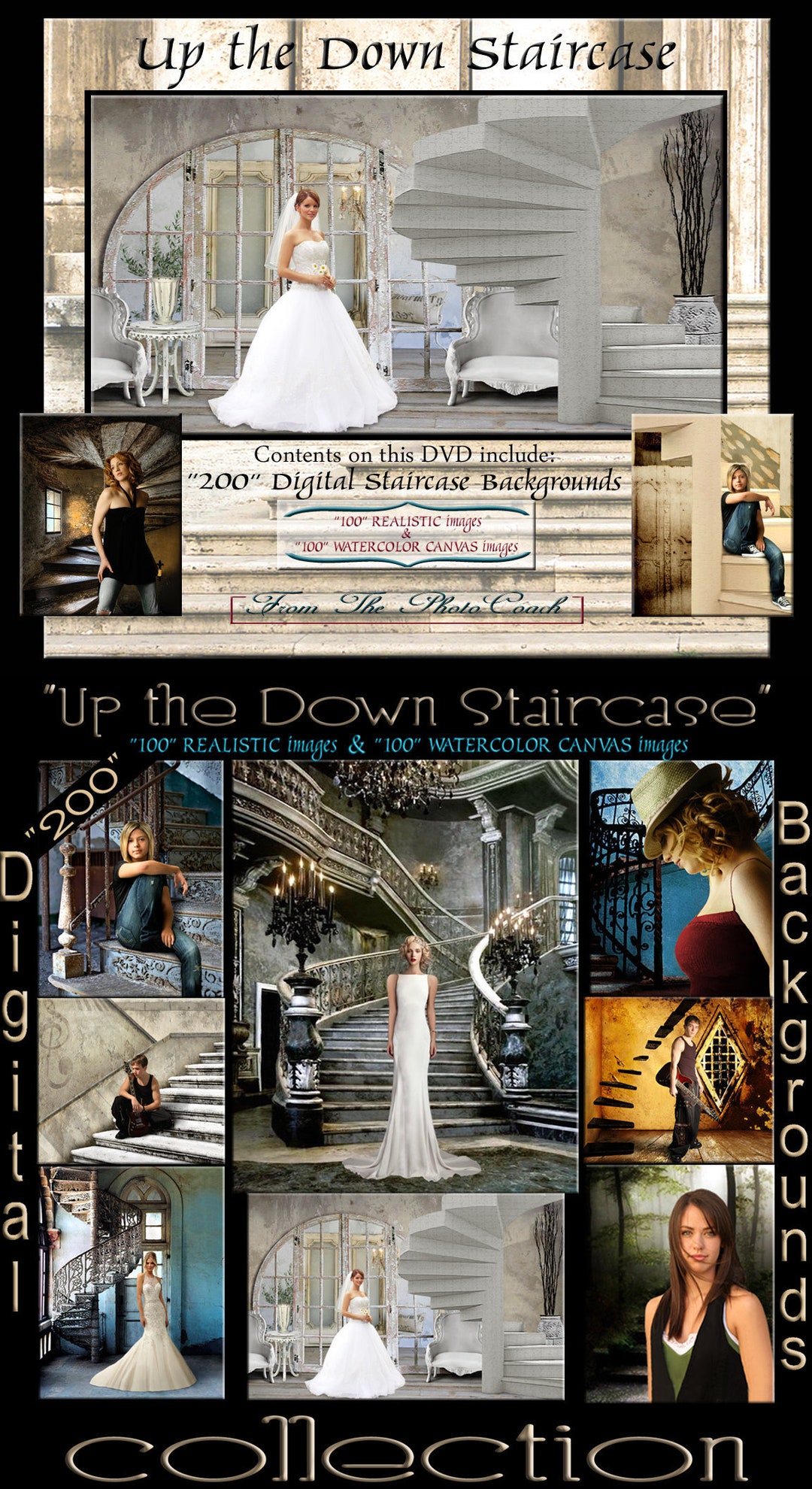 200 Beautiful Digital Staircase Backdrops ("100" Realistic Images ...