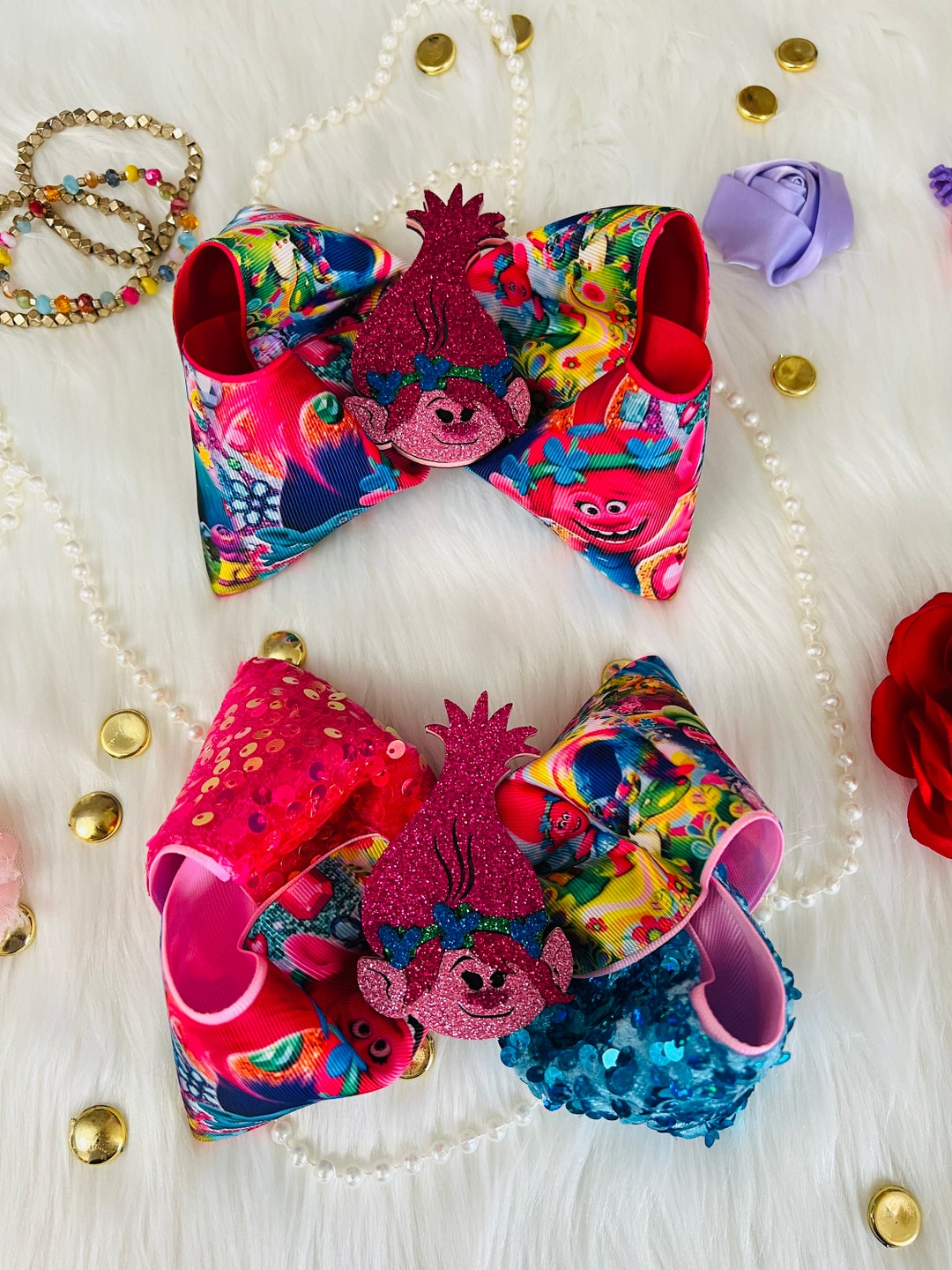Hair Bow Inspired by Trolls Poppy With Shaker. - Etsy