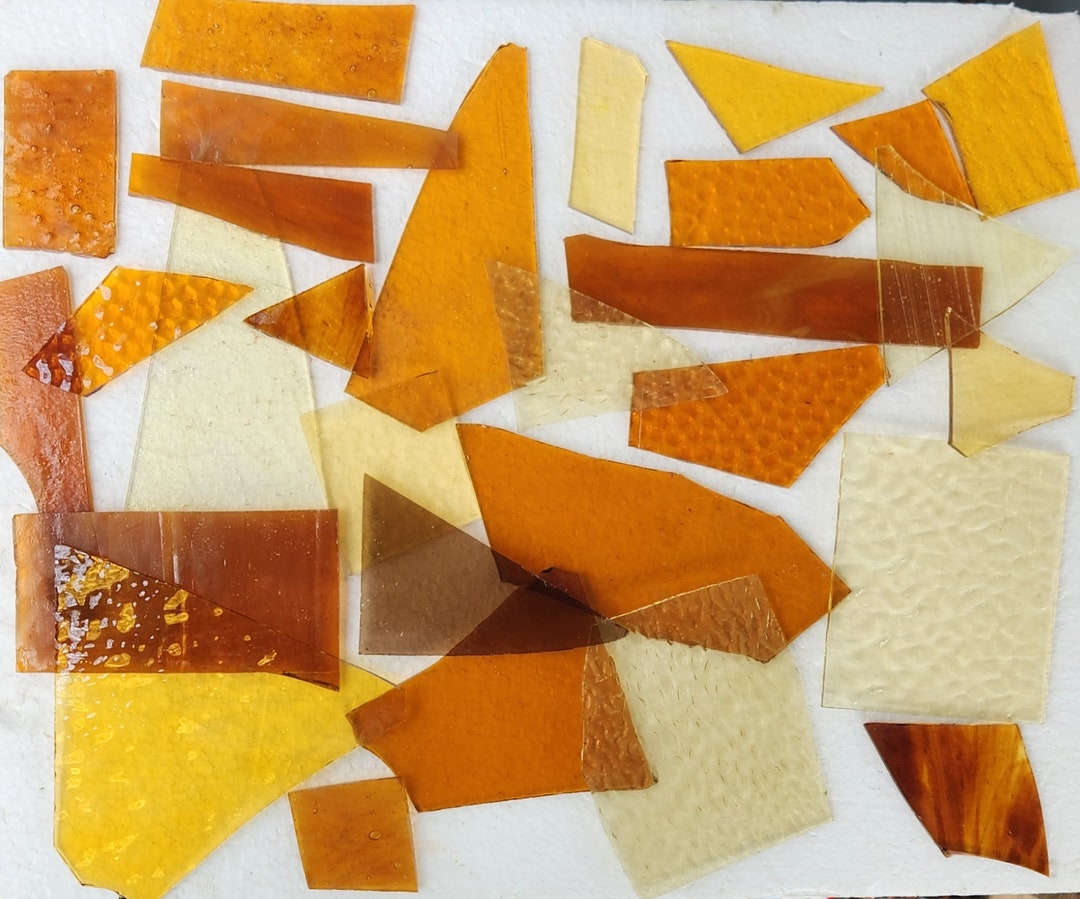 AMBER Translucent/cathedral Mixed Glass (b31-amm) 1-1/2 Pounds for ...