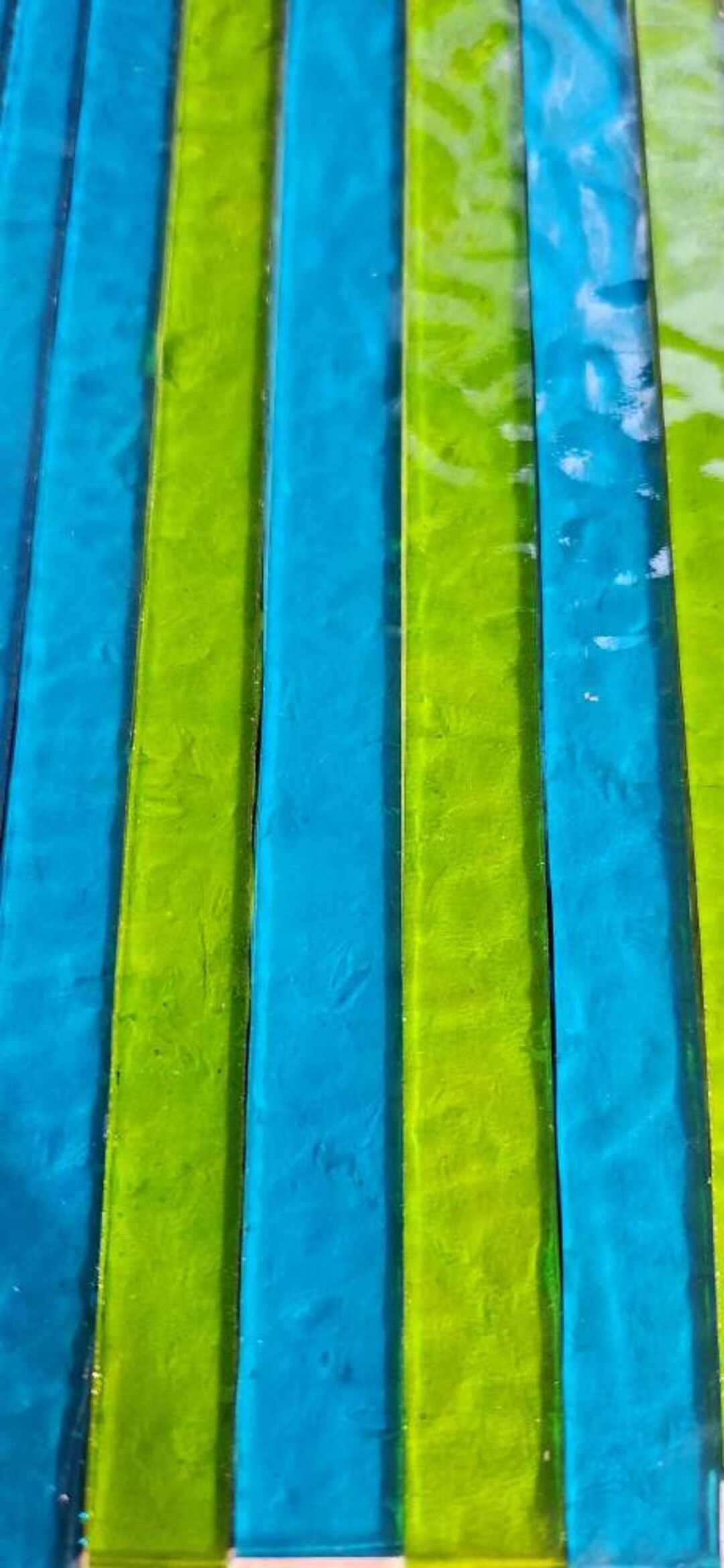 GREEN / BLUE Translucent Mix (b4-gbt) ONE Pound Mixed Strips of Glass ...