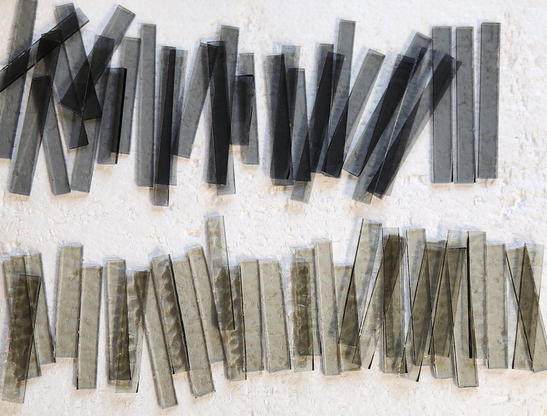 GRAY CATHEDRAL Short Strips of Glass (b21-grc) ONE Pound for Stained ...