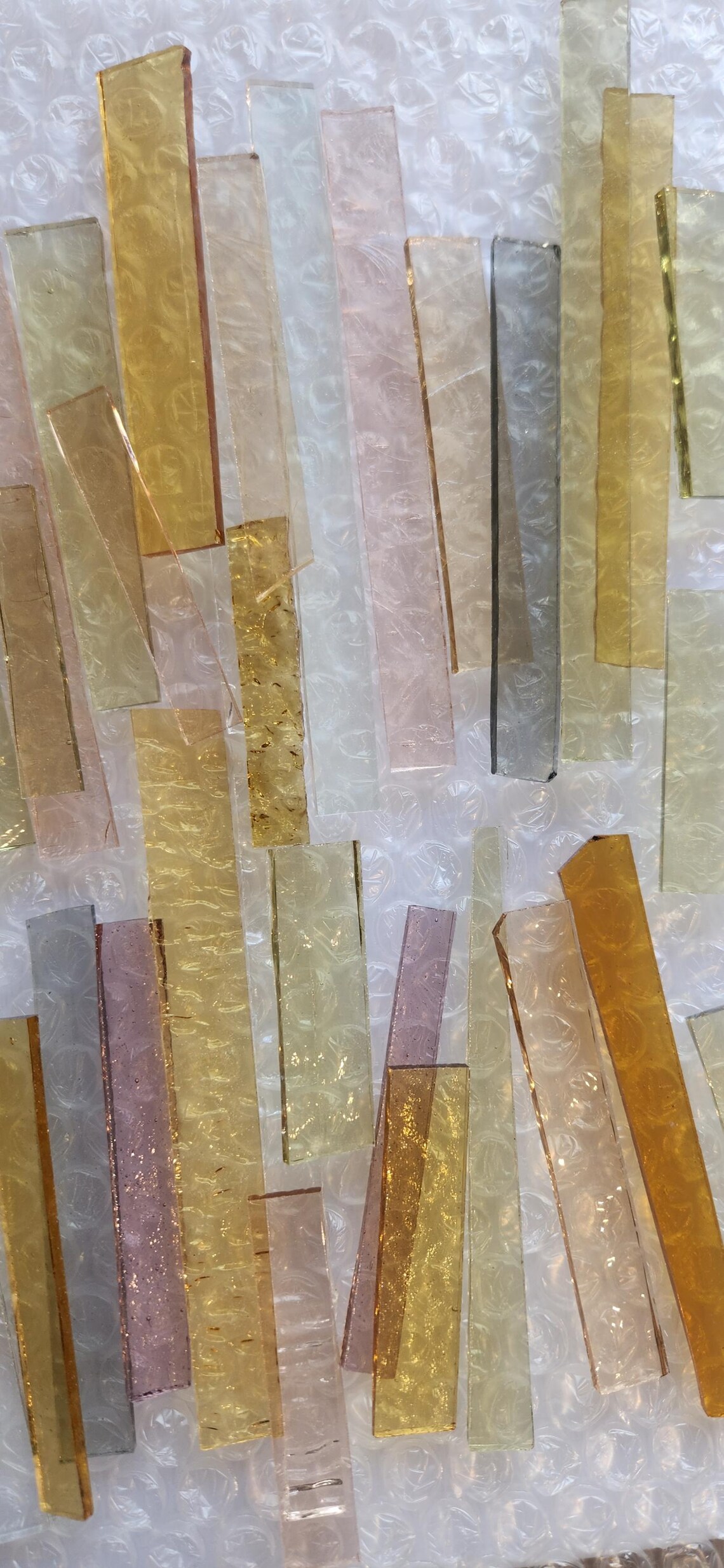 TRANSLUCENT / Cathedral Light Mixed Short STRIPS (b39-tml) of Glass One ...