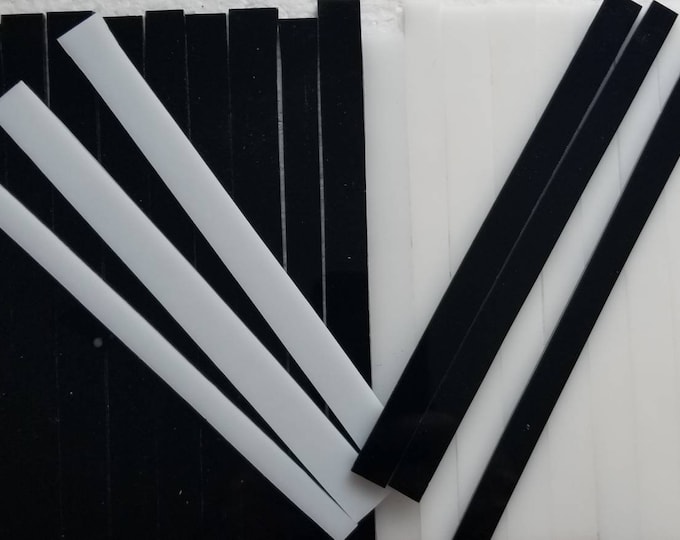 BLACK and WHITE Opal (b2-bwo) Strips of Glass ONE Pound for Stained ...