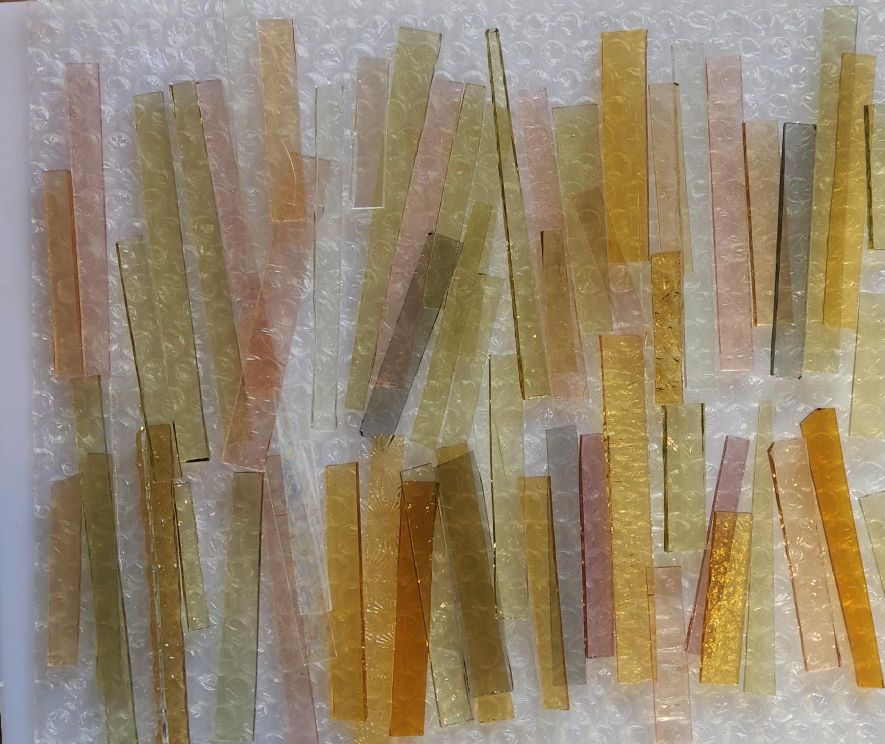 TRANSLUCENT / Cathedral Light Mixed Short STRIPS (b39-tml) of Glass One ...