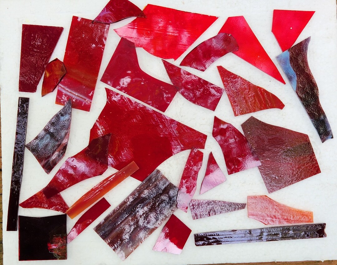 RED SCRAP Mix Glass (b35-rs1) ONE Pound for Mosaic Work / Art Glass ...