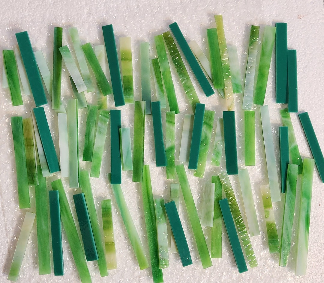 HOT GREEN b24-hg Short STRIPS of Glass One Pound for Stained Glass ...
