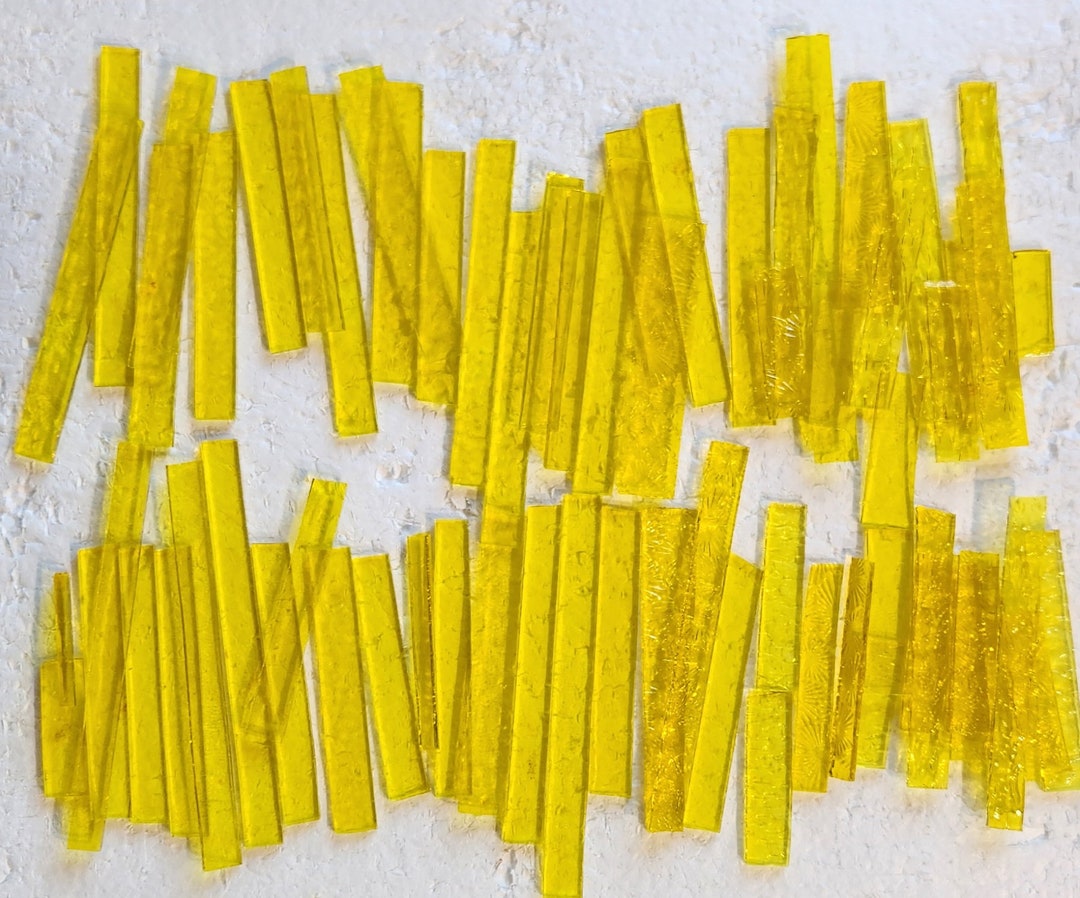 YELLOW MIX Cathedral Short Strips of Glass (b27-ycm) ONE Pound for ...