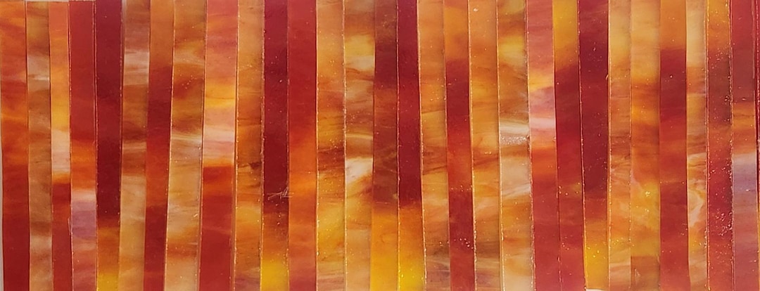 HOT RED / ORANGE Opal Mixed Strips: Stained Glass, Mosaics Supplies ...