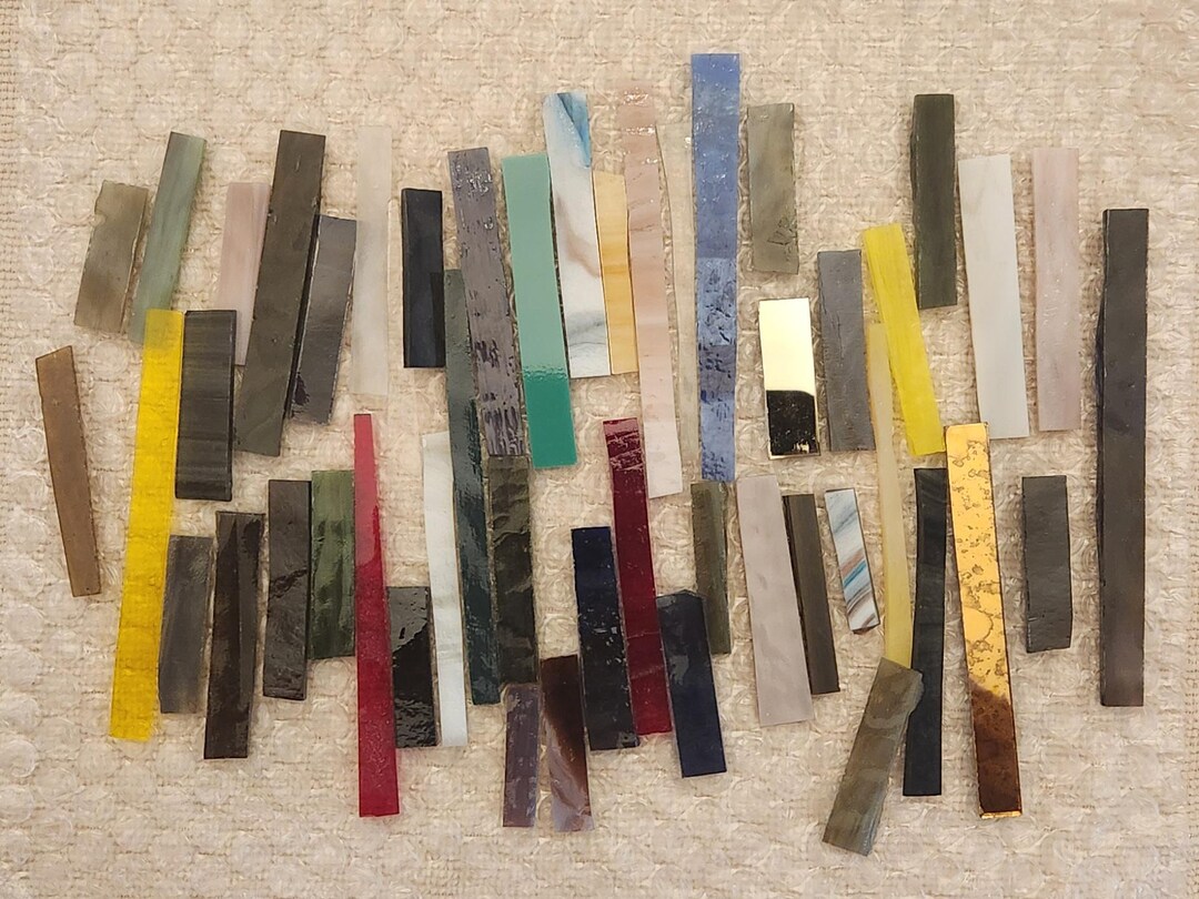 MIXED Short STRIPS of Glass (b30-msh1) Half Pound for Stained Glass ...