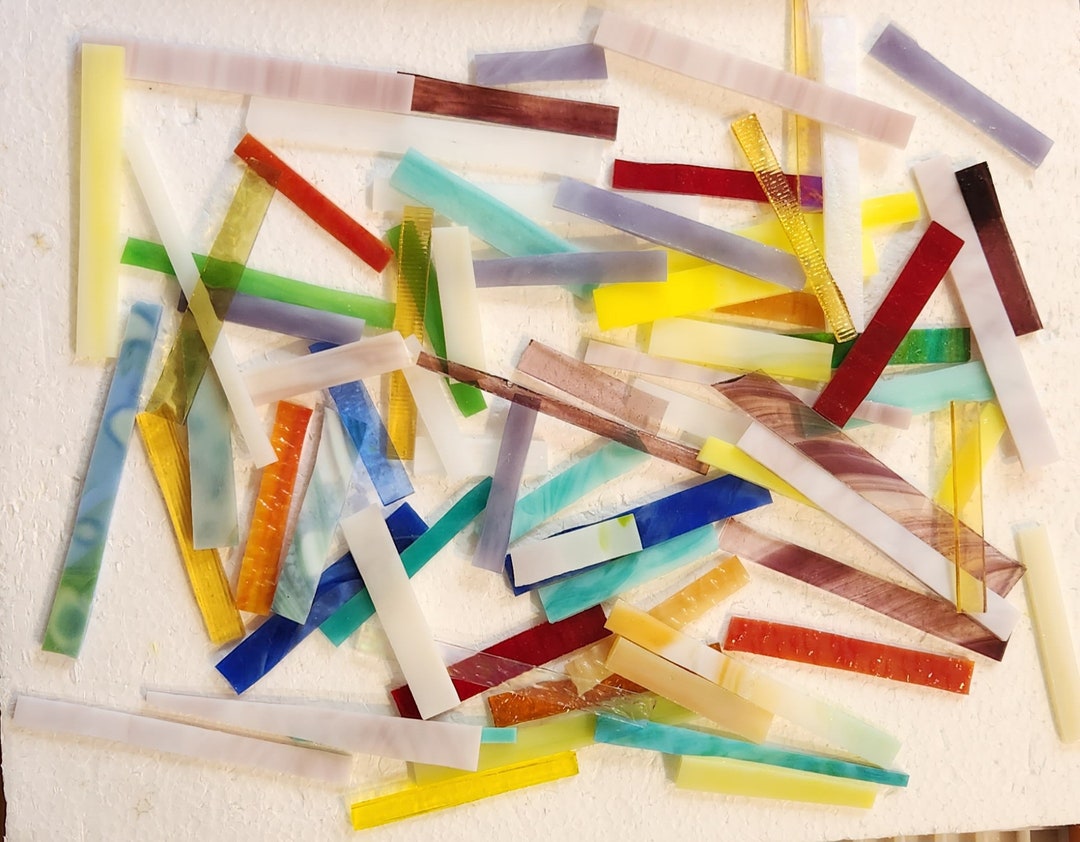 HOT & BRIGHT Mixed Short STRIPS of Glass b21-hbs One Pound for Stained ...