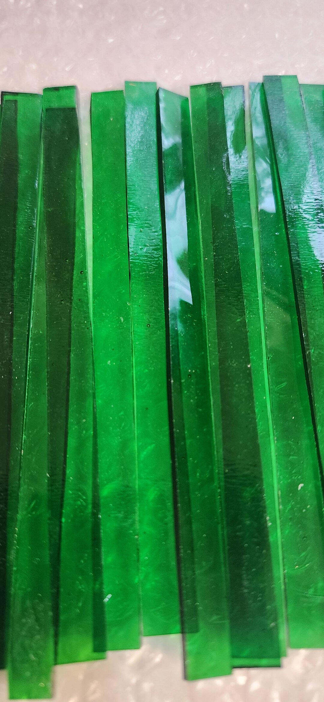 Medium GREEN AQUALITE (b8-mga) Glass ONE Pound Strips for Stained Glass ...