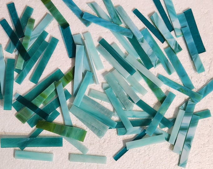 Caribbean BLUE Opal (b37-cbo) Short STRIPS of Glass One Pound for ...