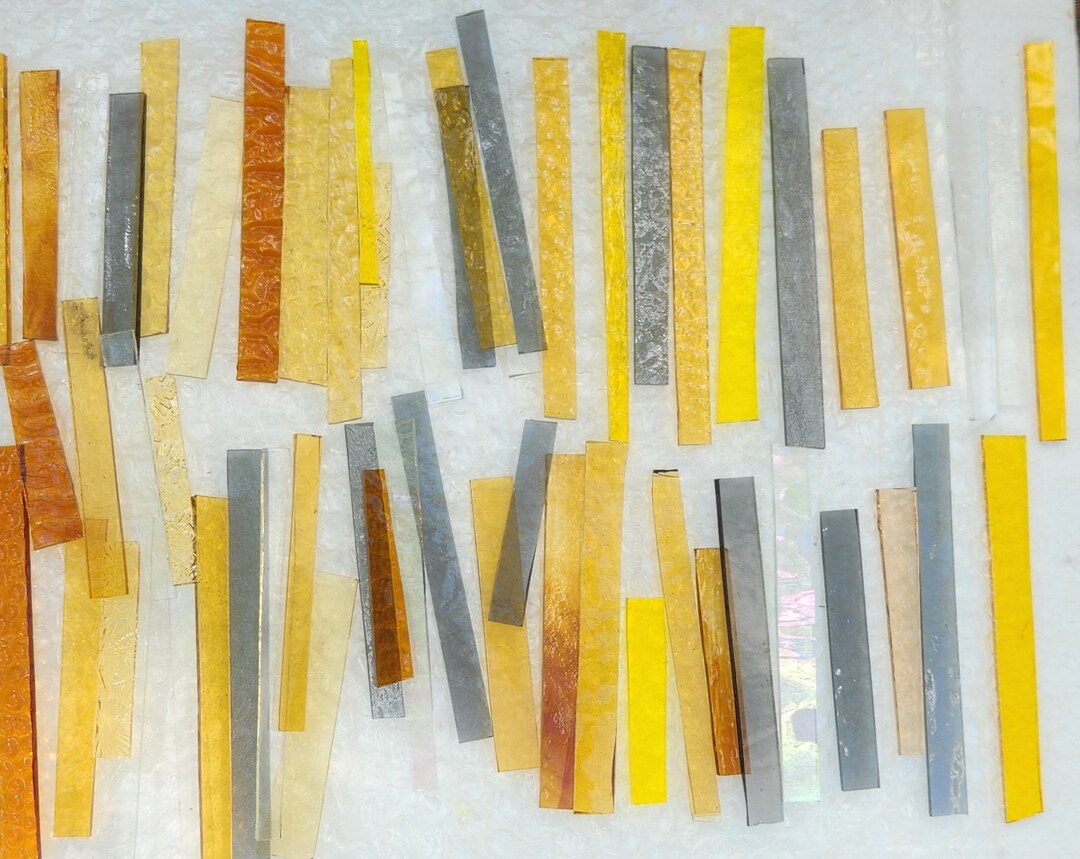 Cathedral Mixed Short STRIPS of Glass (b25-cms1) One Pound for Stained ...