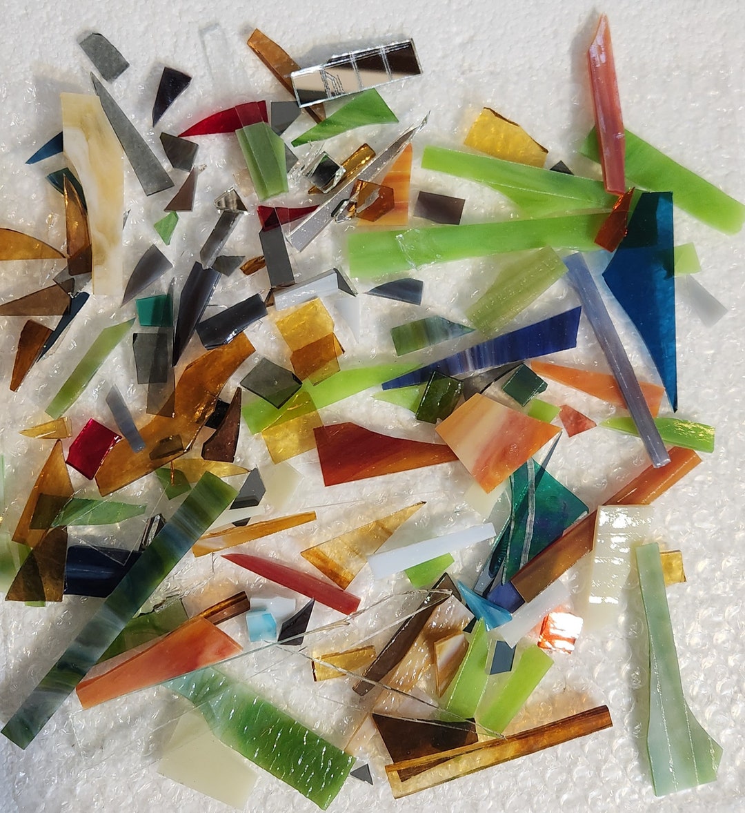 MIXED Colors (b22-mc1) Scrap Glass ONE Pound for Mosaic Work / Art ...