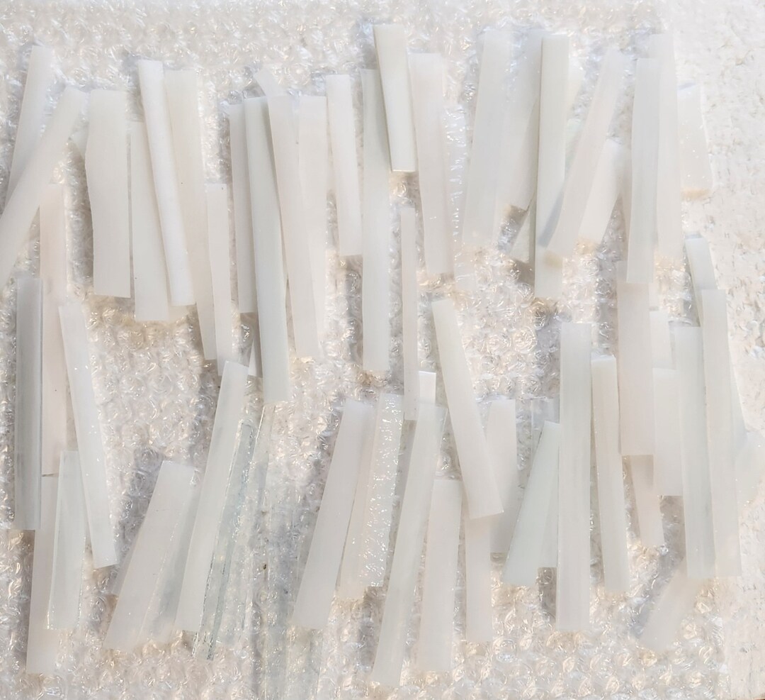 WHITE Mixed Short (b25-ws) Strips of Glass ONE Pound for Stained Glass ...