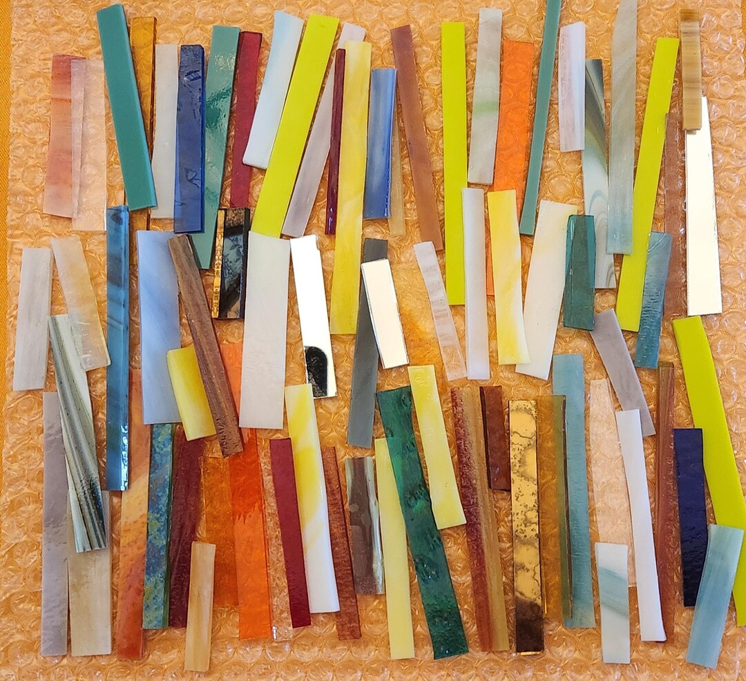 HOT / BRIGHT Mixed Short STRIPS of Glass (b19-hb) One Pound for Stained ...