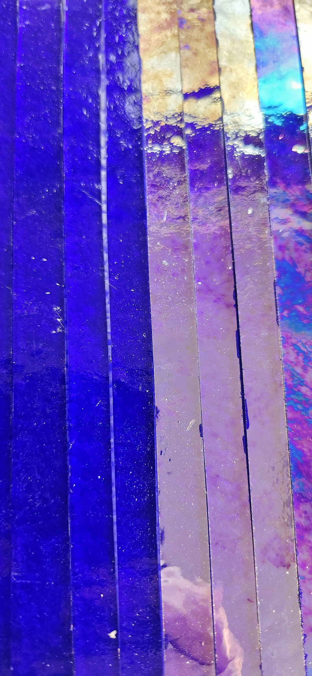 BLUE Iridized Glass Strips (B5-B2) ONE Pound for Stained Glass ...