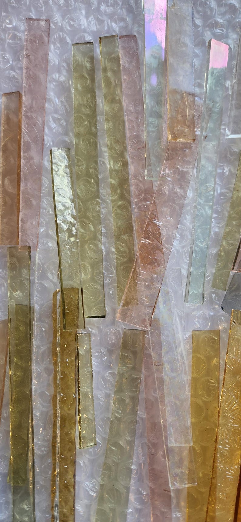 TRANSLUCENT / Cathedral Light Mixed Short STRIPS (b39-tml) of Glass One ...