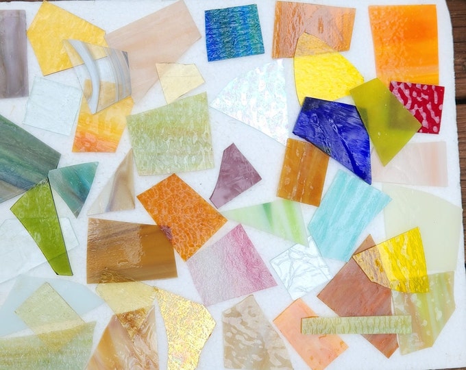 ART GLASS Scrap Mix (b31-ags) 1-1/2 Pounds for Mosaic Work / Stained ...