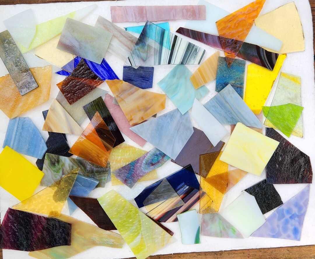 MIXED Glass (b31-mg) TWO Pound for Stained Glass / Mosaic Work / Art ...