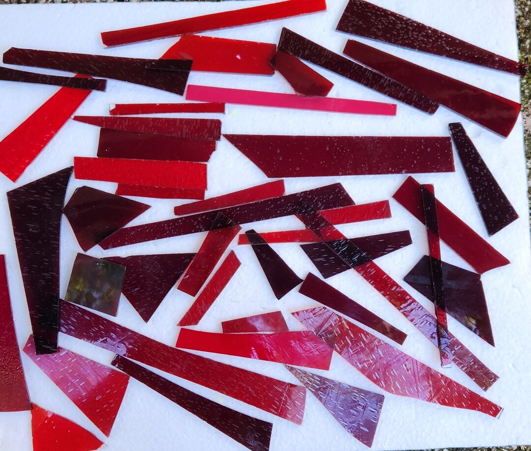 RED SCRAP Mix Glass (b26-rm) ONE Pound for Mosaic Work / Art Glass ...