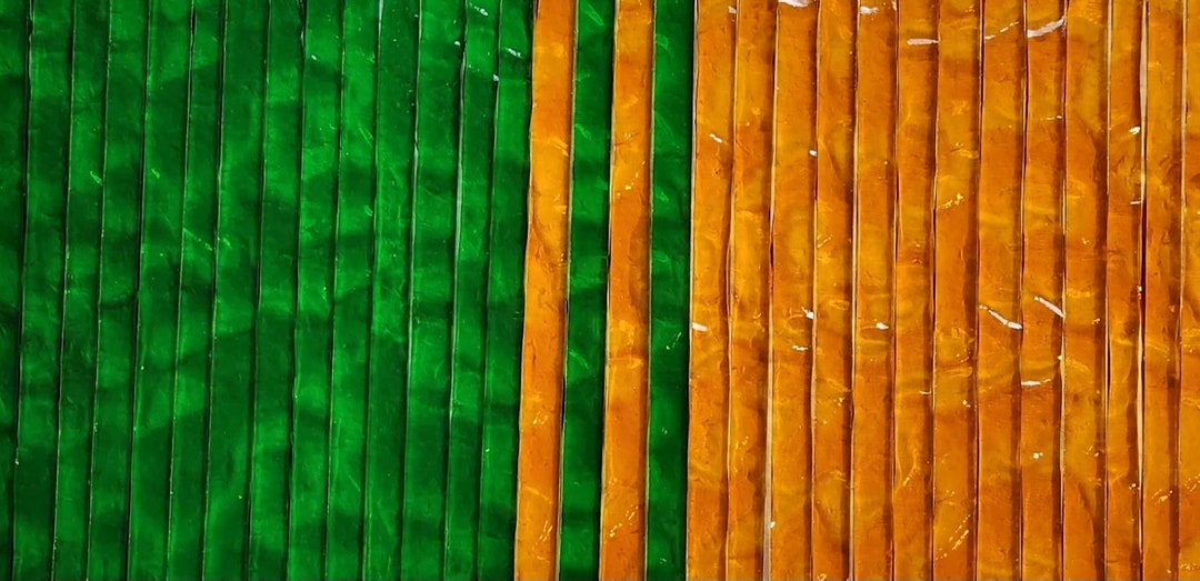 FLEMISH GREEN and Amber (b16-aga) ONE Pound Glass Strips for Stained ...