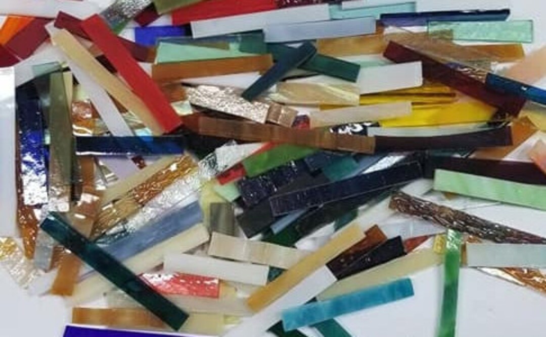 SHORT STRIPS of Glass FIVE Pounds (nis) for Stained Glass / Mosaics ...