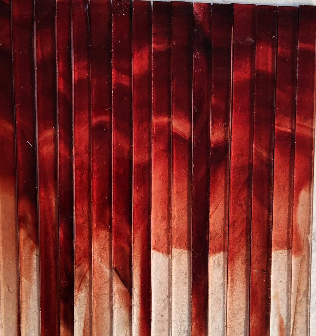 MAROON / RED on Clear b4-mrc Glass Strips HALF Pound for Stained Glass ...