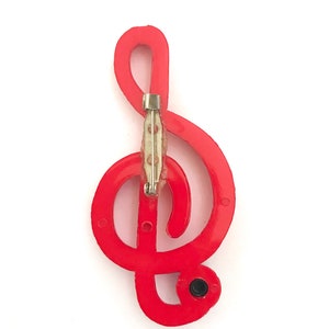 Large Red Acrylic Musical Clef Brooch Treble Clef or G Clef Dimensional ...